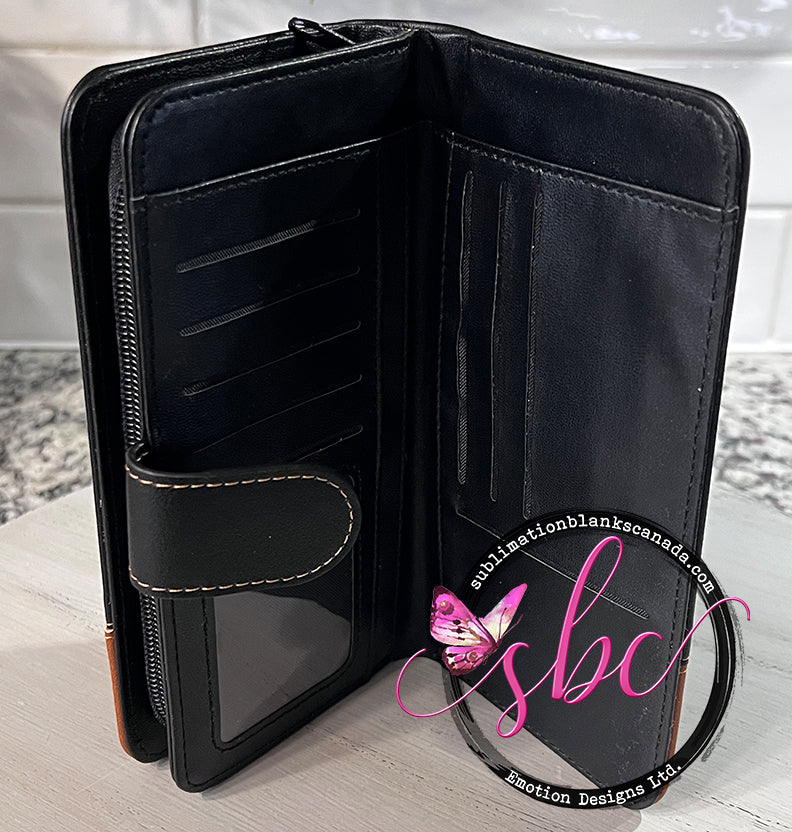 Ladies Sublimation Wallet PU Leather Brown/Black – Sublimation Blanks ...